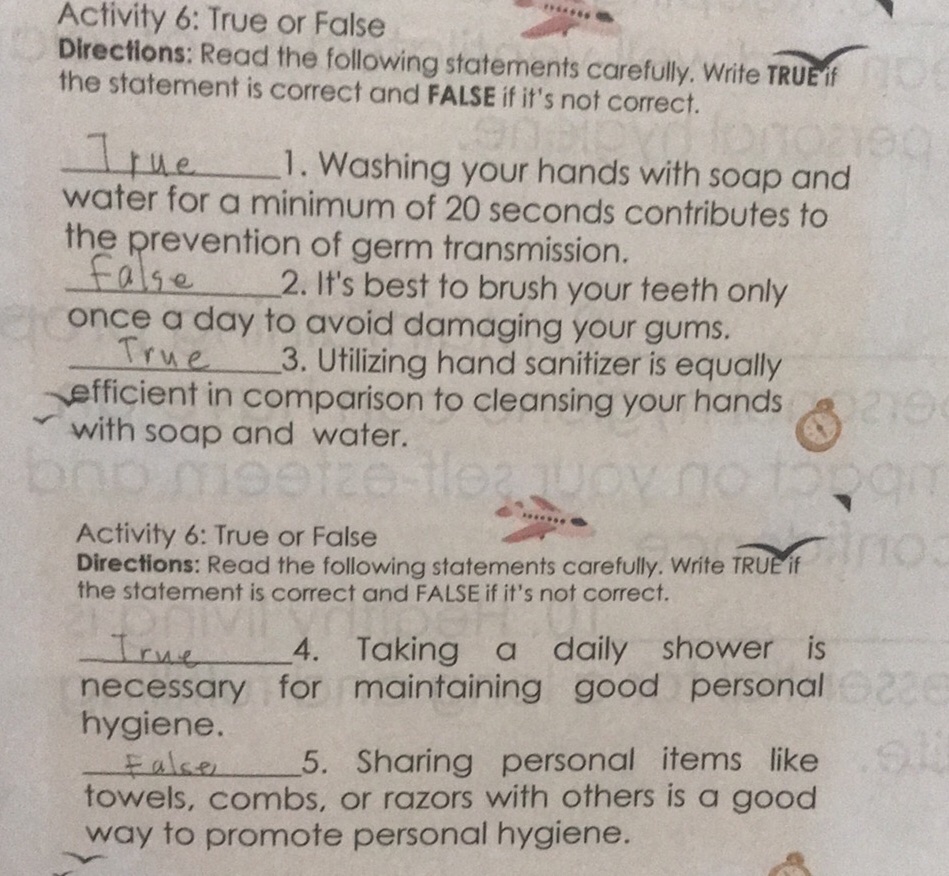 Activity 6: True or False Directions: Read | StudyX