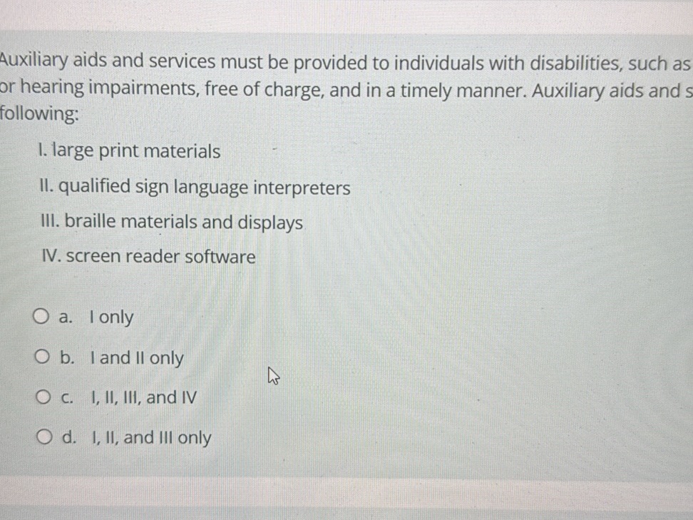 Auxiliary aids and services must be provided | StudyX