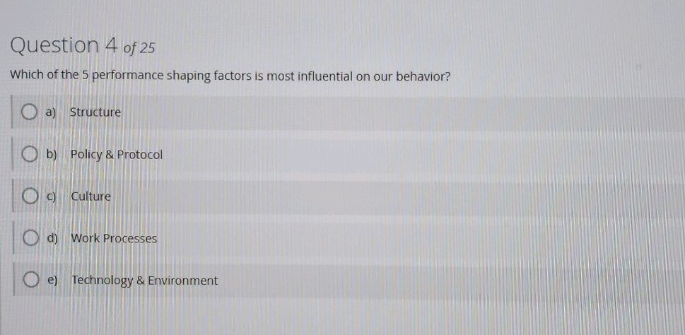 Which of the 5 performance shaping factors | StudyX