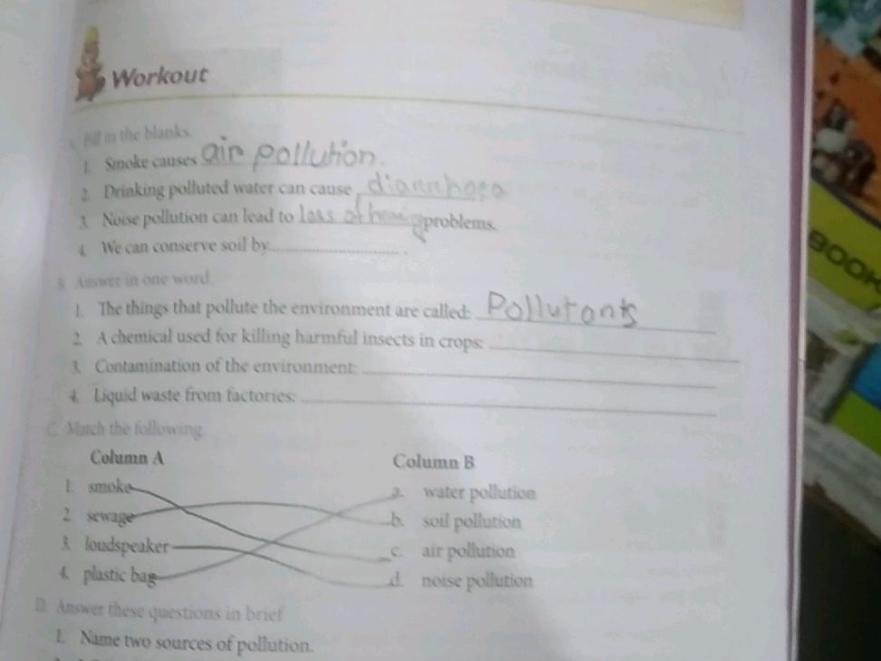 Fill in the blanks. 1. Smoke causes air | StudyX