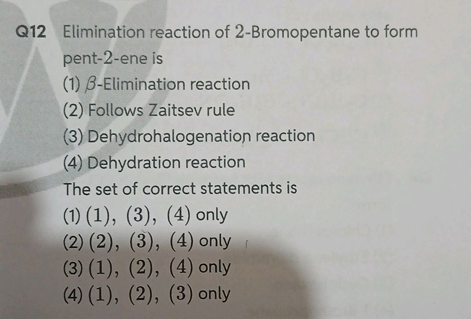 Elimination reaction of 2-Bromopentane to | StudyX