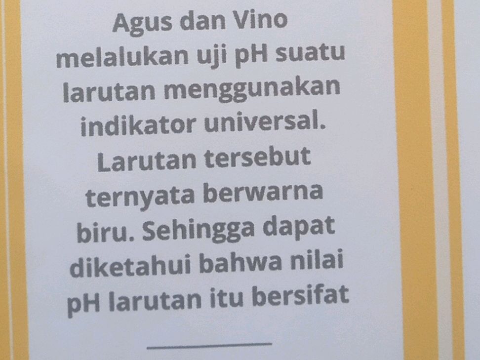 Agus dan Vino melakukan uji pH suatu larutan