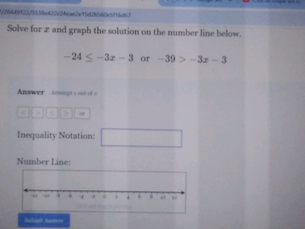 Solve for *x* and graph the solution on the | StudyX