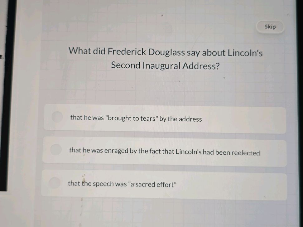 What did Frederick Douglass say about | StudyX