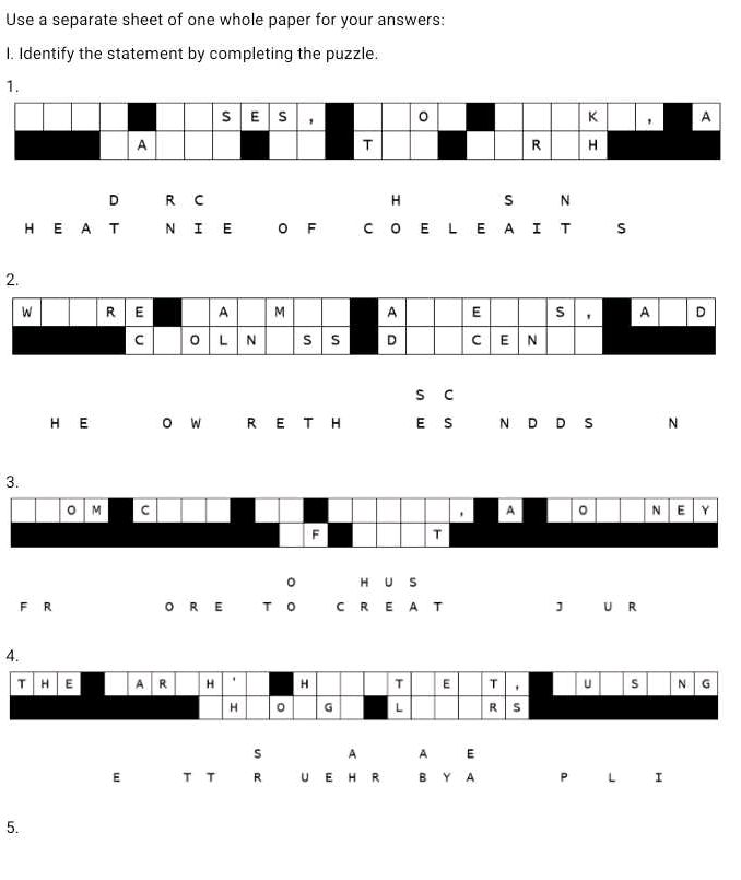 I. Identify the statement by completing the | StudyX