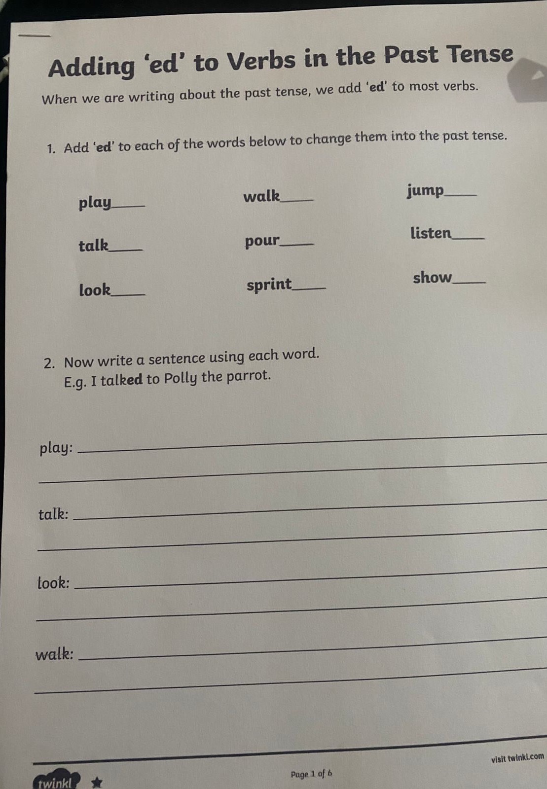 Adding 'ed' to Verbs in the Past Tense When | StudyX