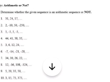 Arithmetic or Not? Determine whether the | StudyX