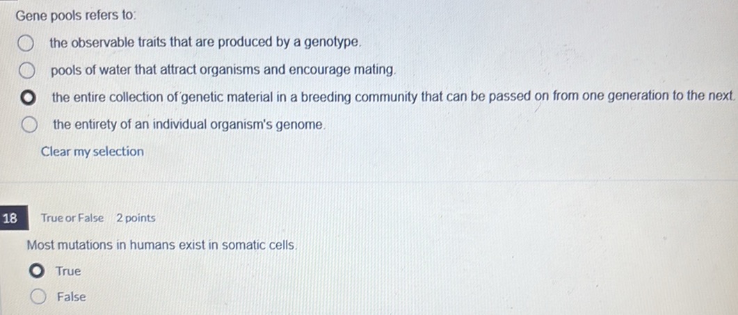 Gene pools refers to: the observable traits