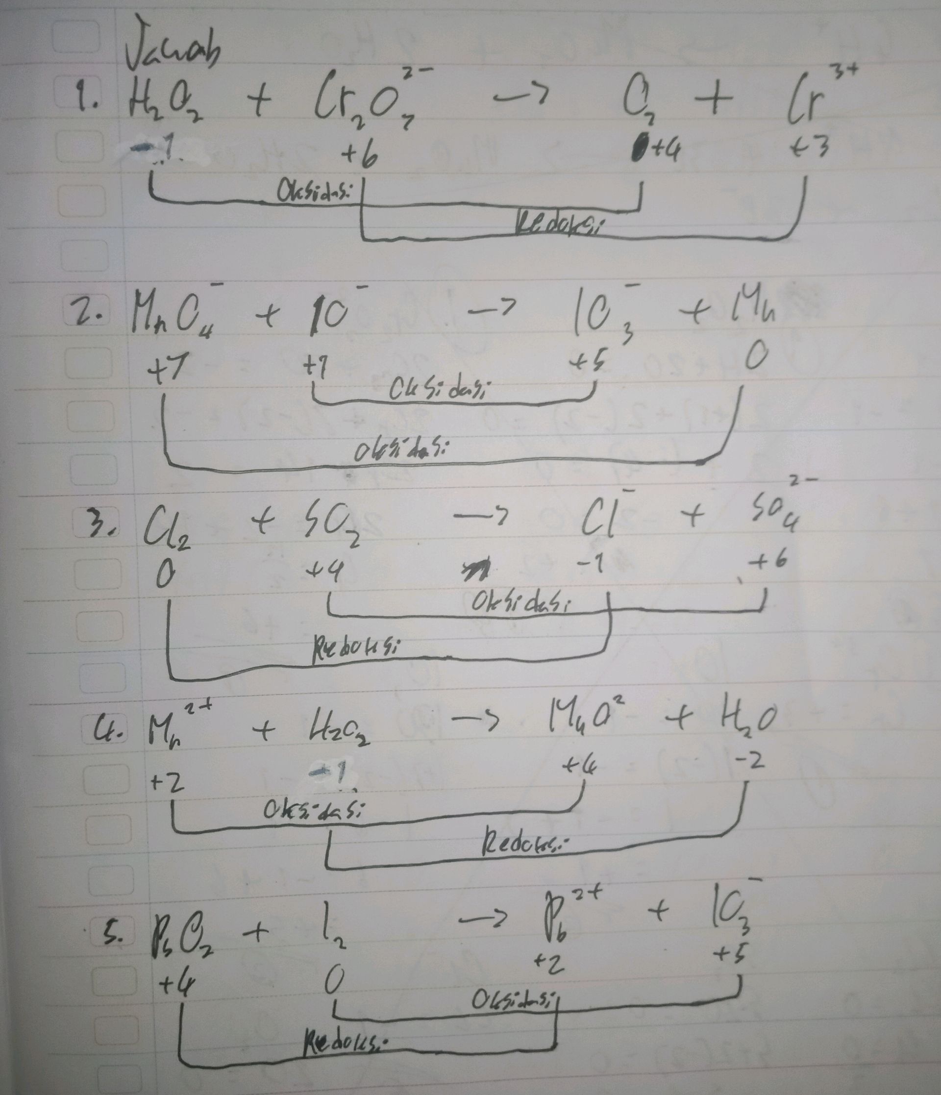 $H2O2 + Cr2O7^{2-} O2 + Cr^{3+}$ $-1$ $+6$