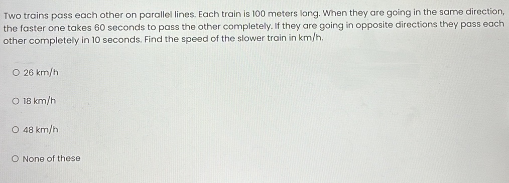 Two trains pass each other on parallel | StudyX