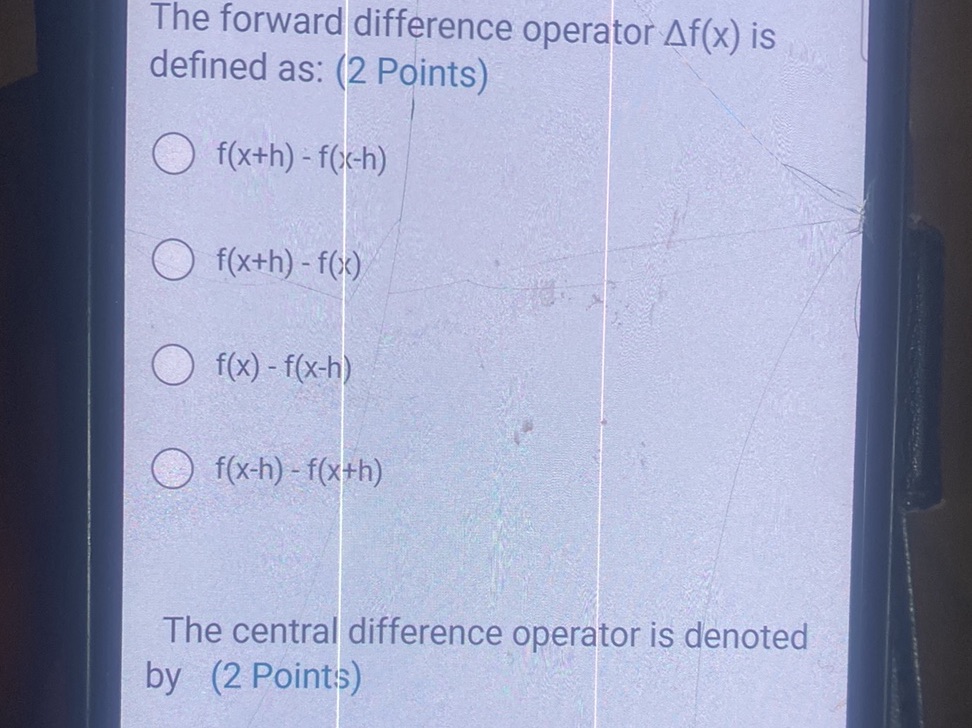 The forward difference operator Δf(x) is | StudyX