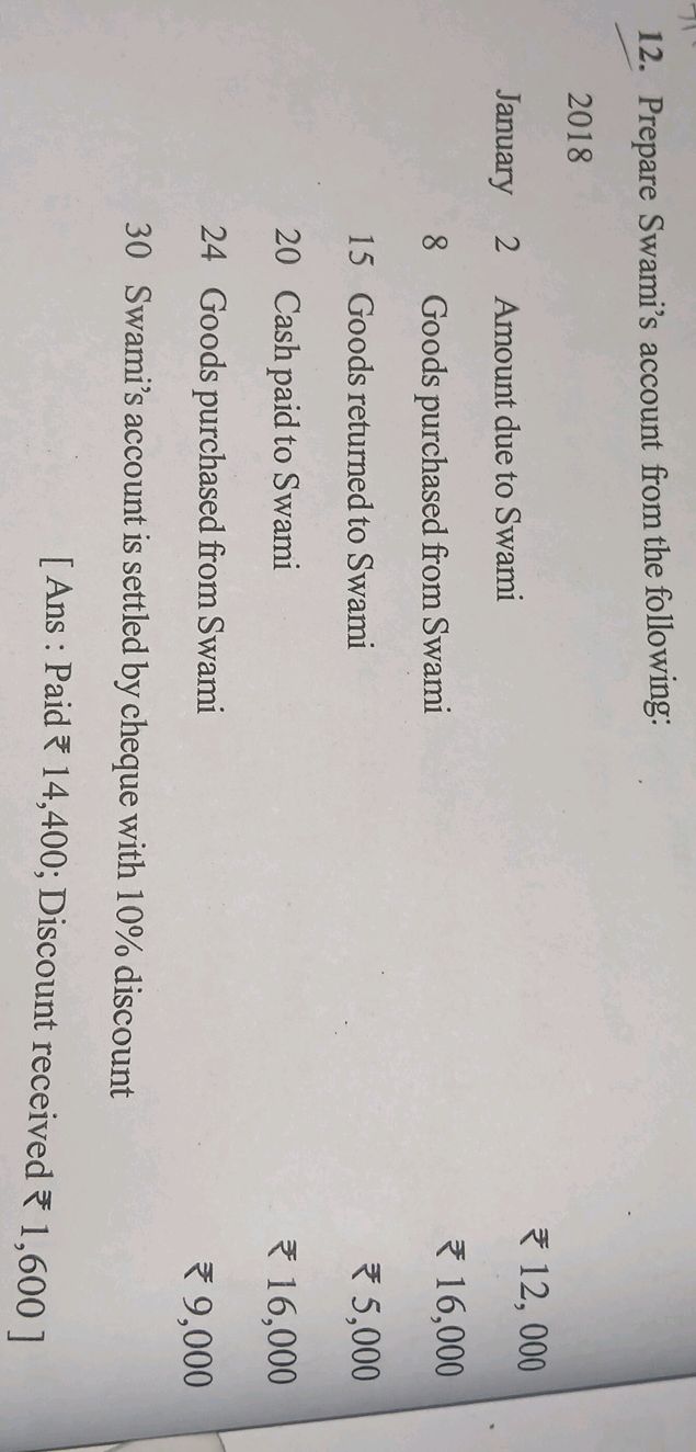 Prepare Swami's account from the following: