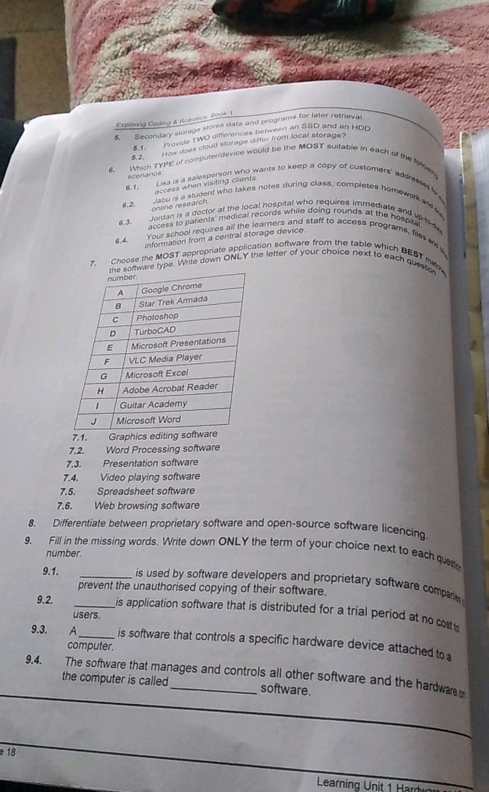 5. Provide TWO differences between an SSD | StudyX