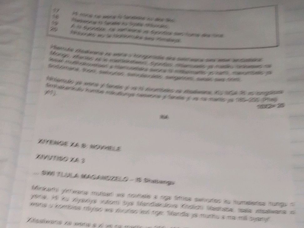 XIYENGE XA 8 NOVELE XIVUTISO XA 3 SHITLULA | StudyX