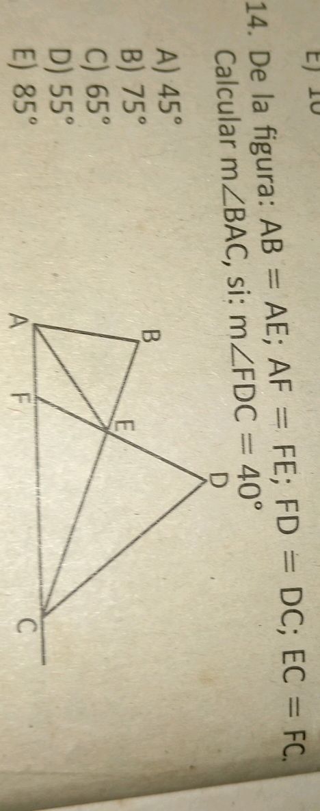 De la figura: AB = AE; AF = FE; FD = DC; EC