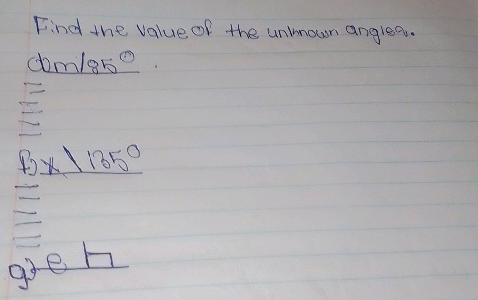 Find the value of the unknown angles. $ m | StudyX