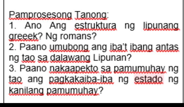 Pamprosesong Tanong: 1. Ano Ang estruktura | StudyX