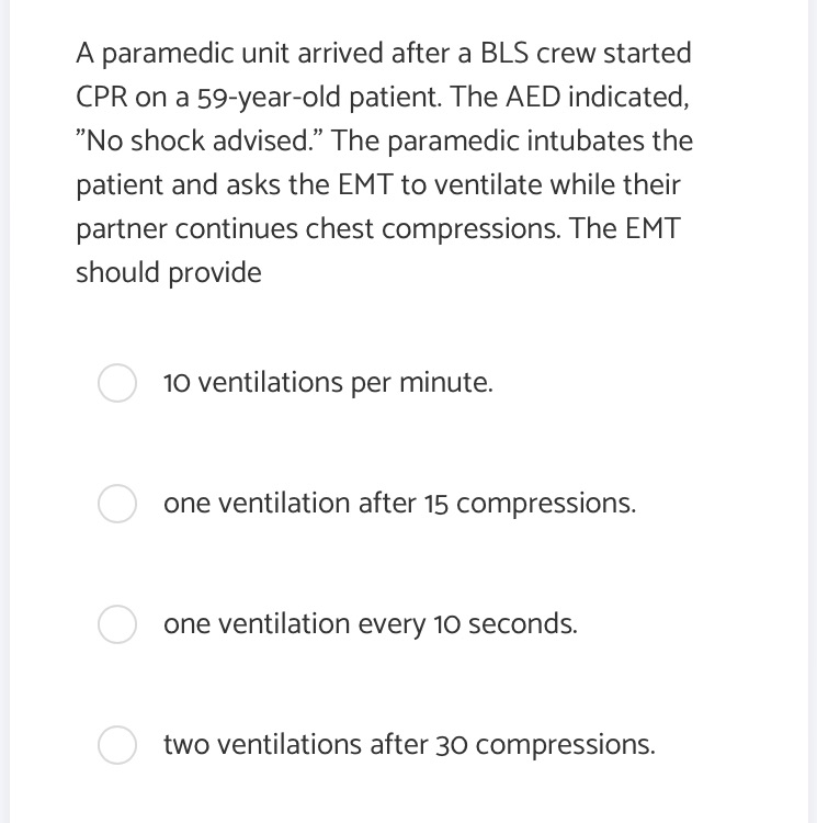 A paramedic unit arrived after a BLS crew | StudyX