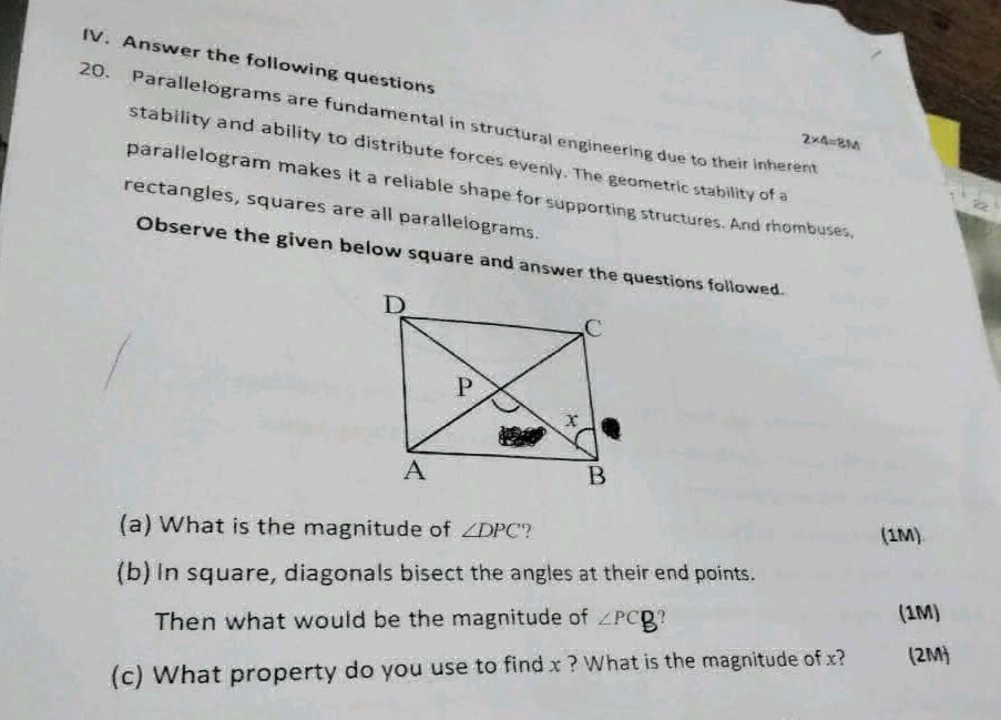 Observe the given below square and answer | StudyX