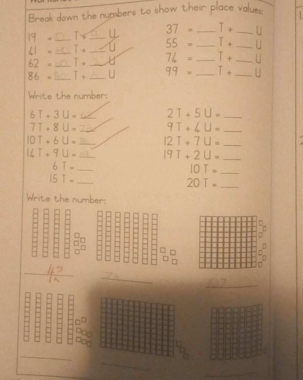 Break down the numbers to show their place | StudyX