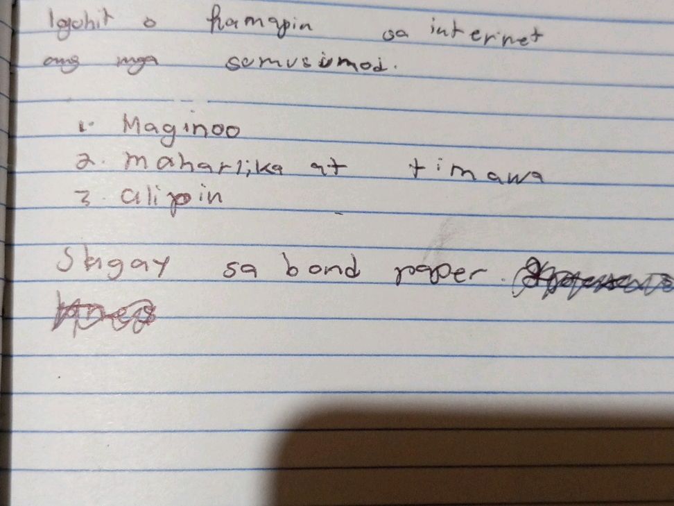 Iguhit o hamapin ang mga sumusumod. 1. | StudyX