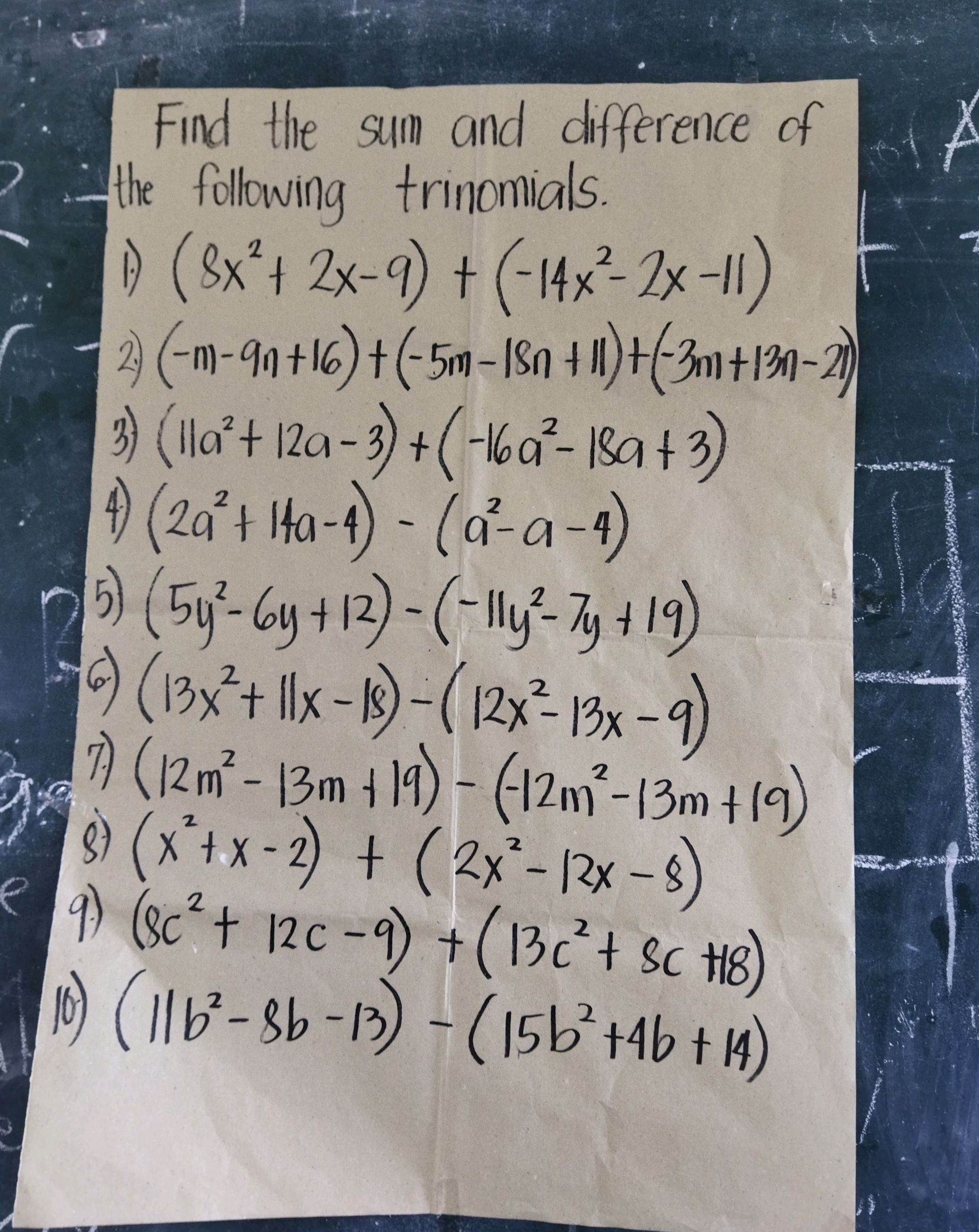 Find the sum and difference of the following | StudyX
