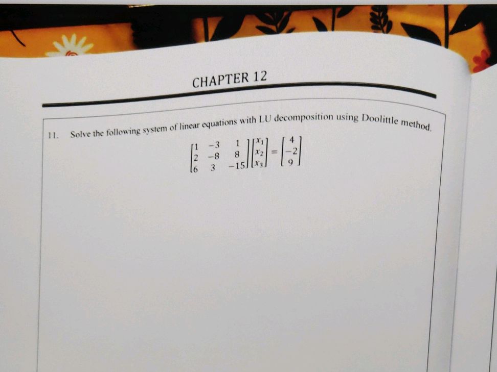 Solve the following system of linear | StudyX
