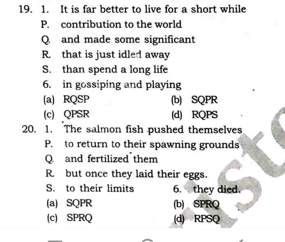 19. 1. It is far better to live for a short | StudyX
