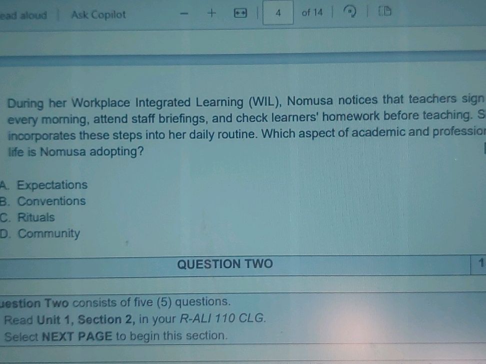 During her Workplace Integrated Learning | StudyX