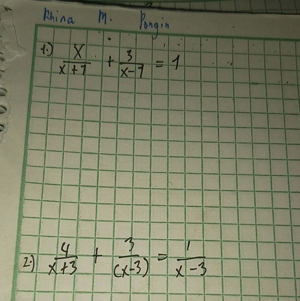 1) {x}{x+7} + {3}{x-7} = 1 2) {4}{x+3}