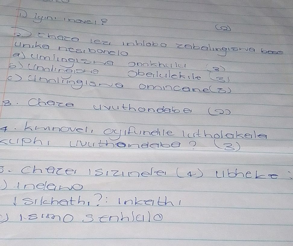 1) Iyini inoveli? 2) Chaza lezi inhlobo | StudyX