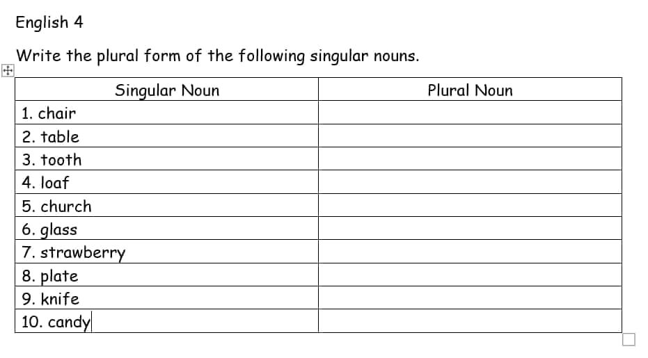 Write the plural form of the following | StudyX