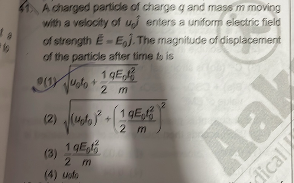 41. A charged particle of charge q and mass | StudyX