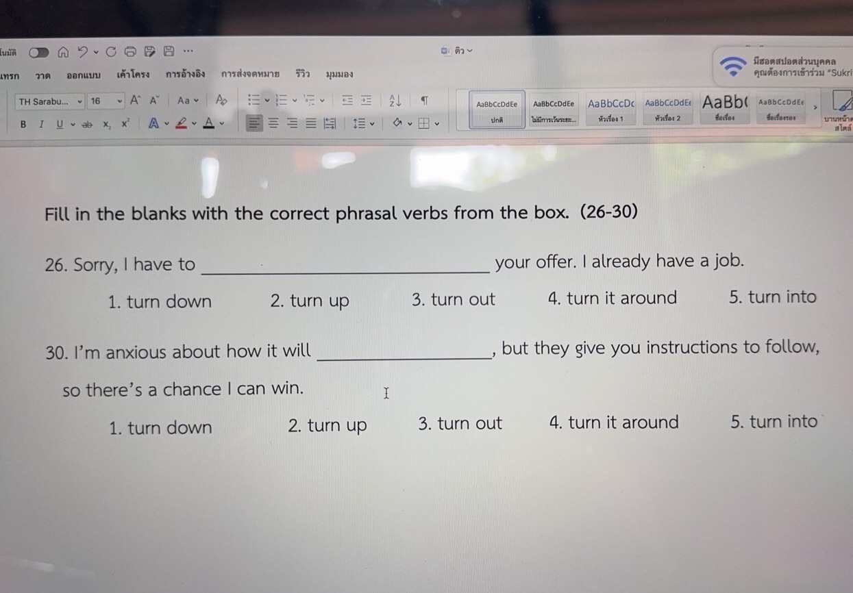 Fill in the blanks with the correct phrasal | StudyX