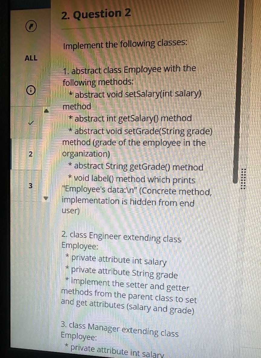 2. Question 2 Implement the following | StudyX