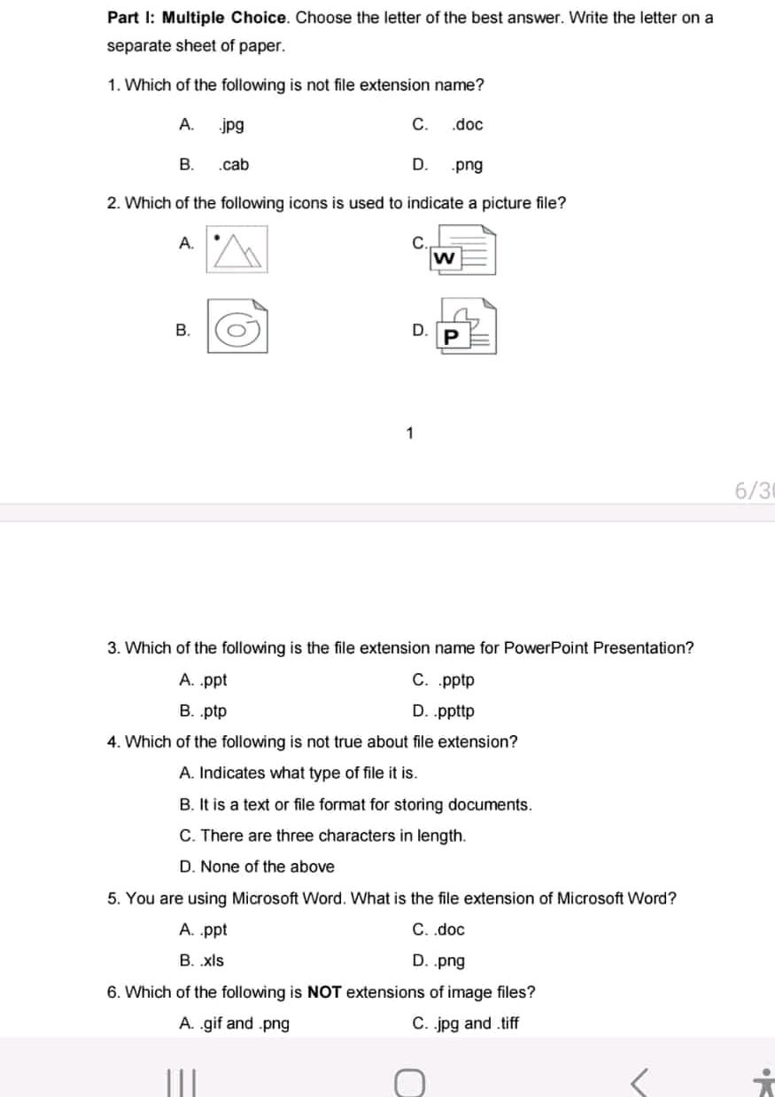 1. Which of the following is not file | StudyX