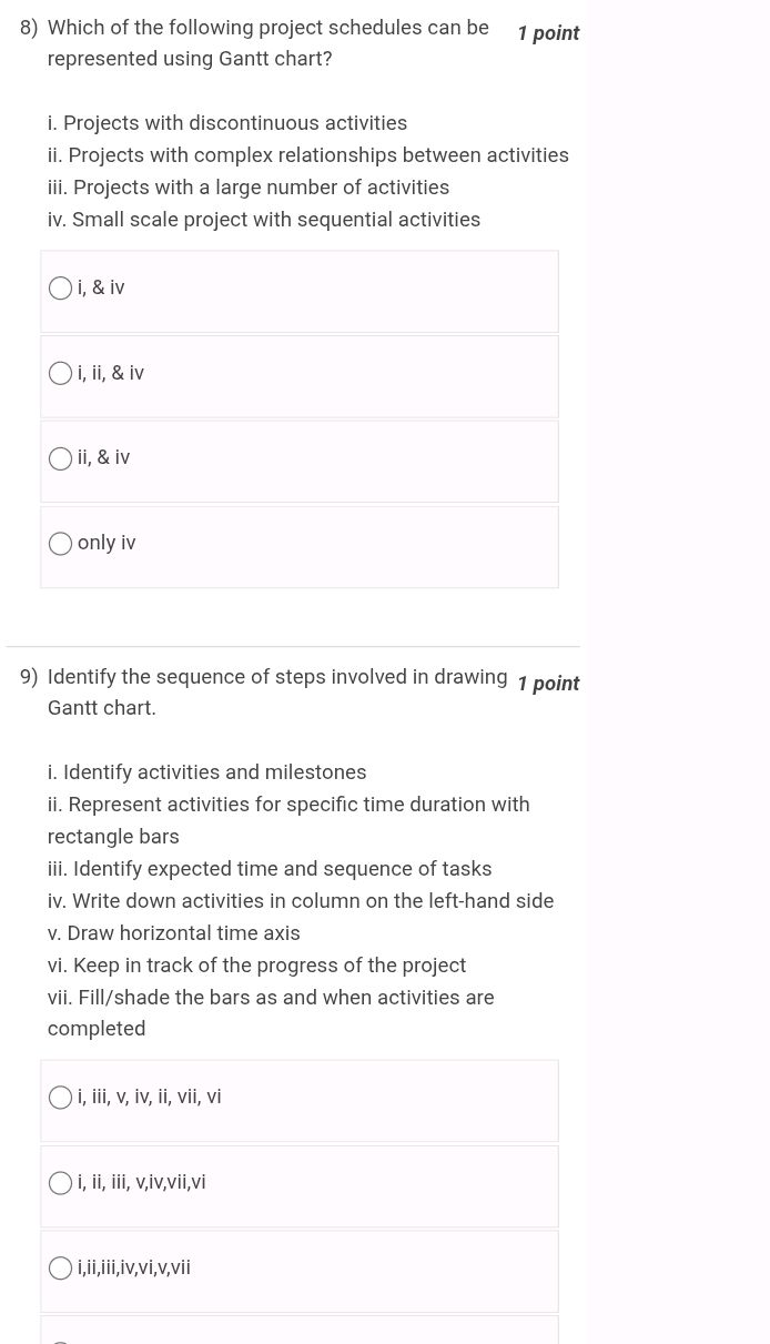 8) Which of the following project schedules | StudyX