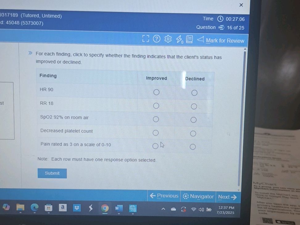 For each finding, click to specify whether | StudyX