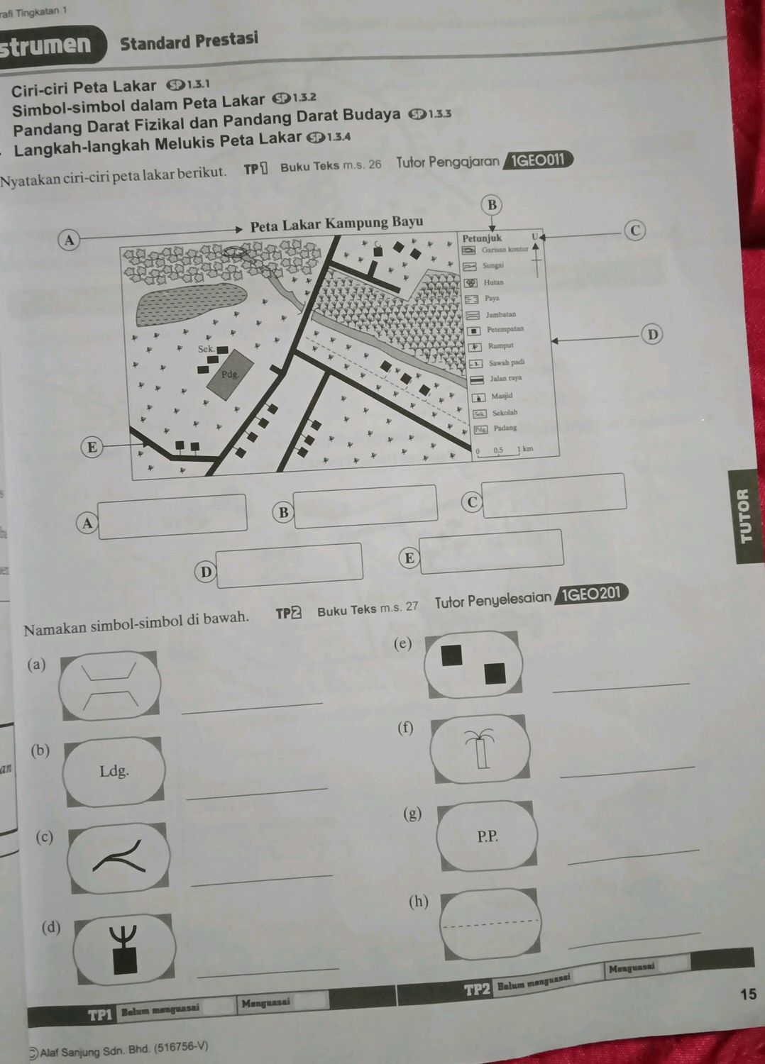 Nyatakan ciri-ciri peta lakar berikut. (A) | StudyX