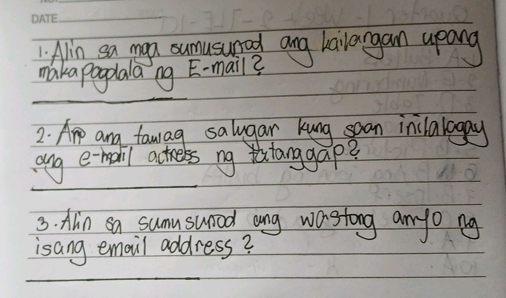 1. Alin sa mga sumusunod ang kailangan upang | StudyX