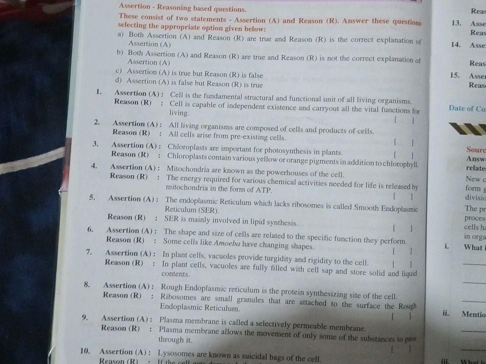 Assertion - Reasoning based questions. These | StudyX
