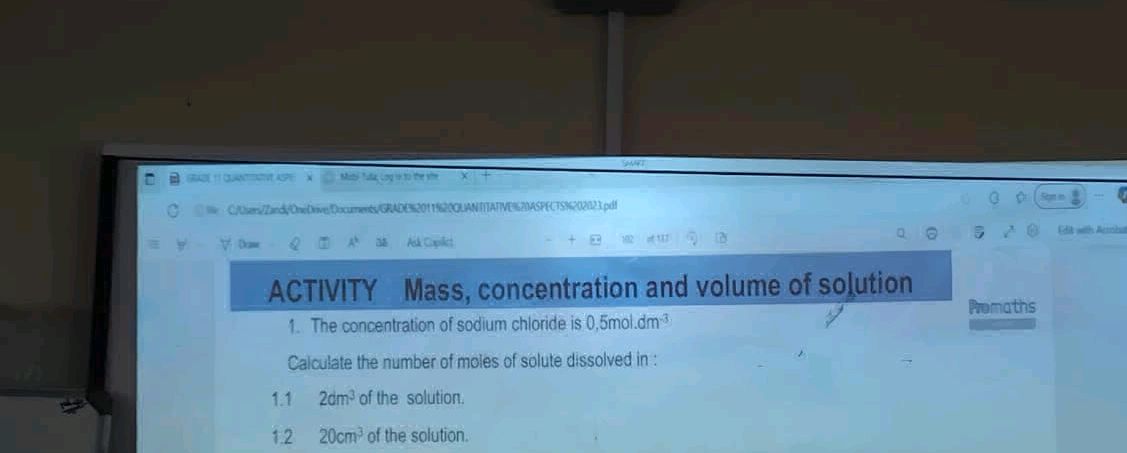ACTIVITY Mass, concentration and volume of | StudyX