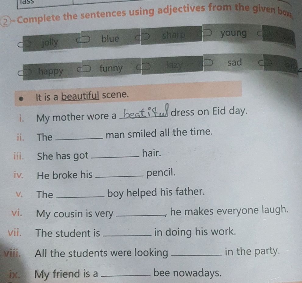 Complete the sentences using adjectives from | StudyX