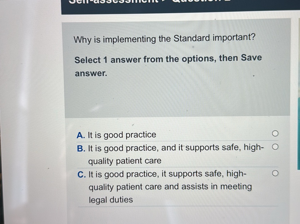 Why is implementing the Standard important? | StudyX