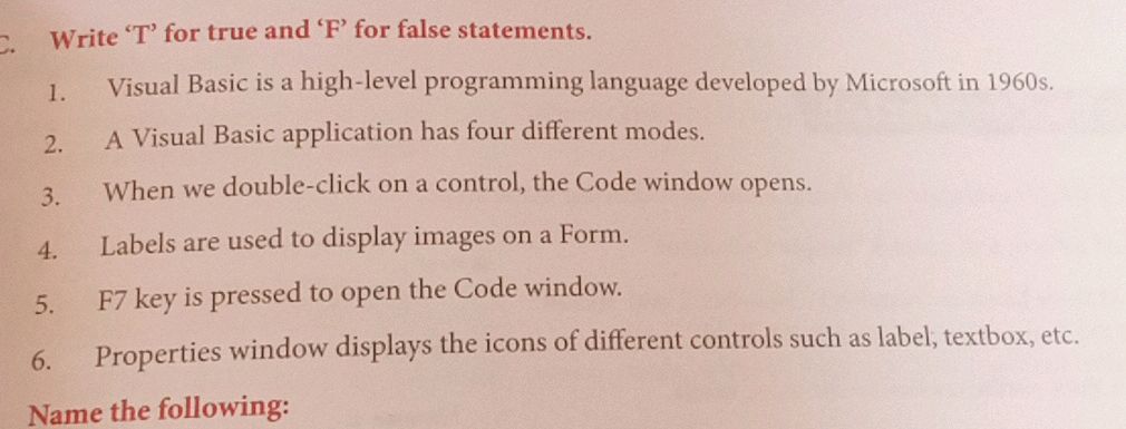 Write 'T' for true and 'F' for false | StudyX