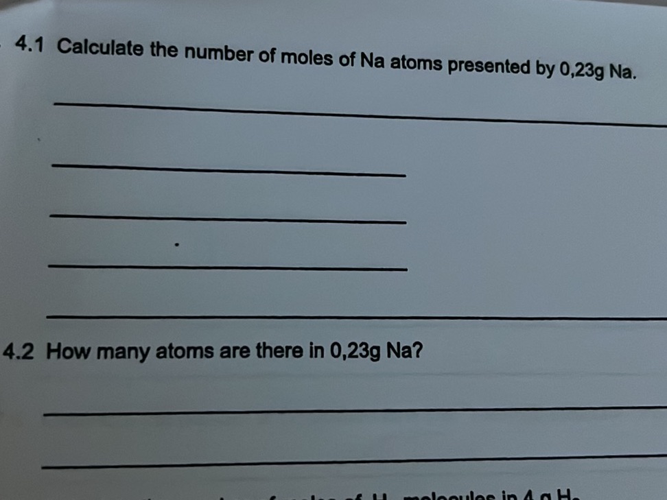 4.1 Calculate the number of moles of Na | StudyX