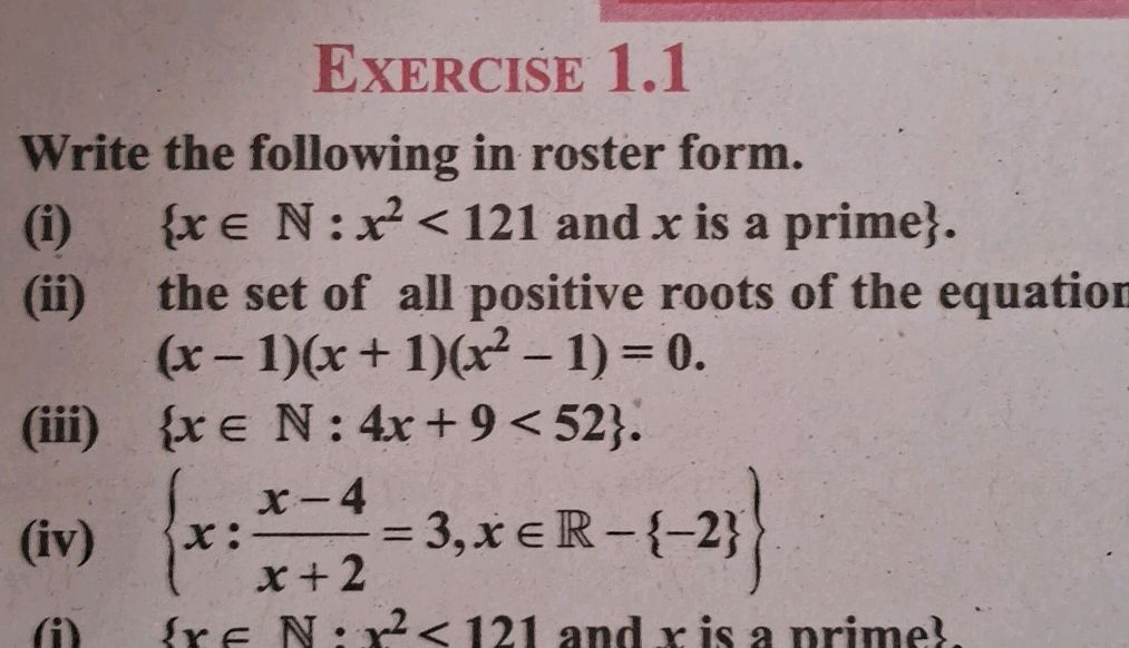 Write the following in roster form. (i) \{x | StudyX