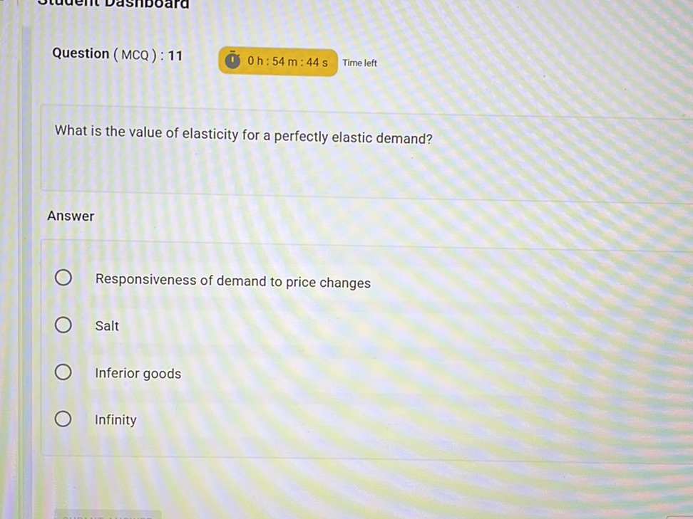What is the value of elasticity for a | StudyX
