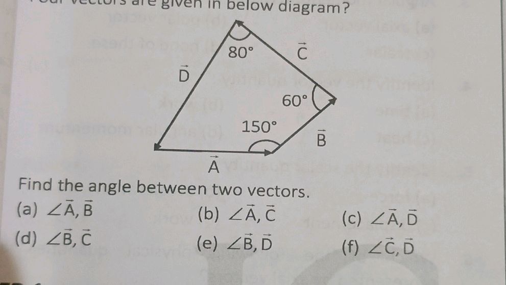 Find the angle between two vectors. (a) $ | StudyX
