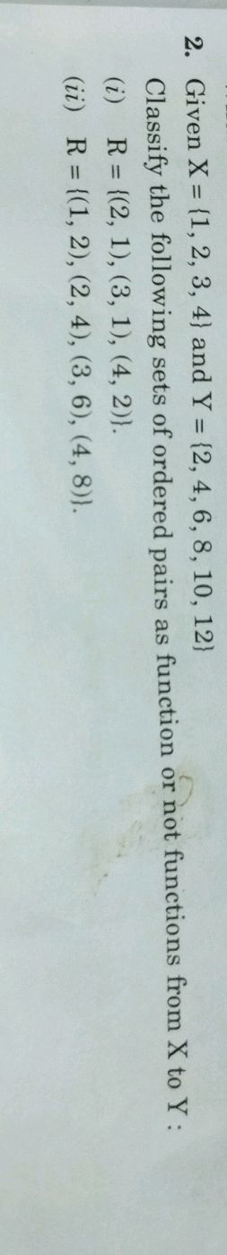 2. Given X = {1, 2, 3, 4} and Y = {2, 4, 6, | StudyX